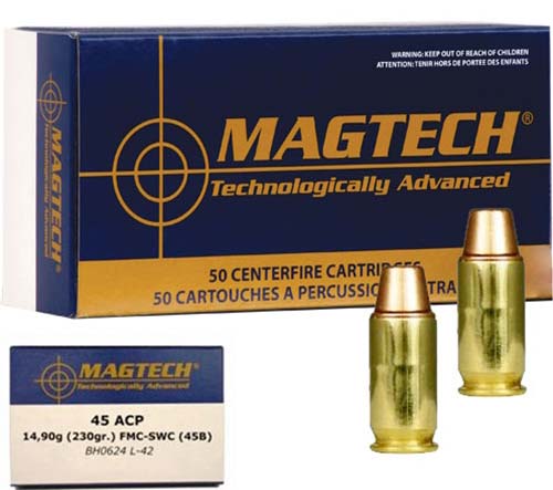 Magtech .45 ACP FMJ SWC, 230grs - Magtech